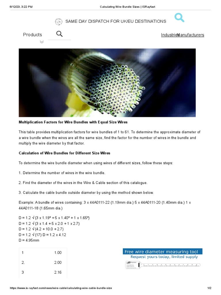 Calculating Wire Bundle Sizes - ISRayfast | PDF | Wire | Square Root