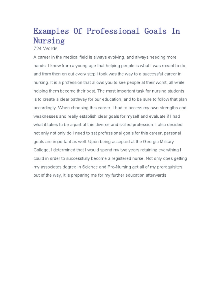 Nursing Career and Professional Goals | PDF | Lifestyle