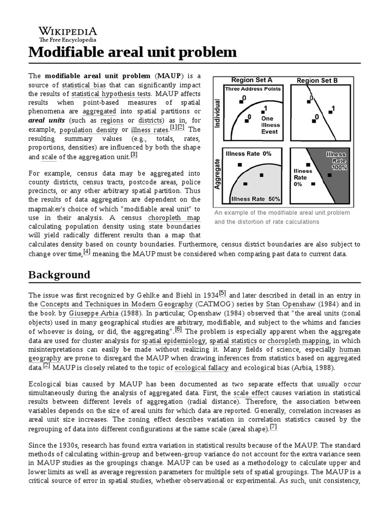 Modifiable Areal Unit Problem | PDF | Science | Statistics