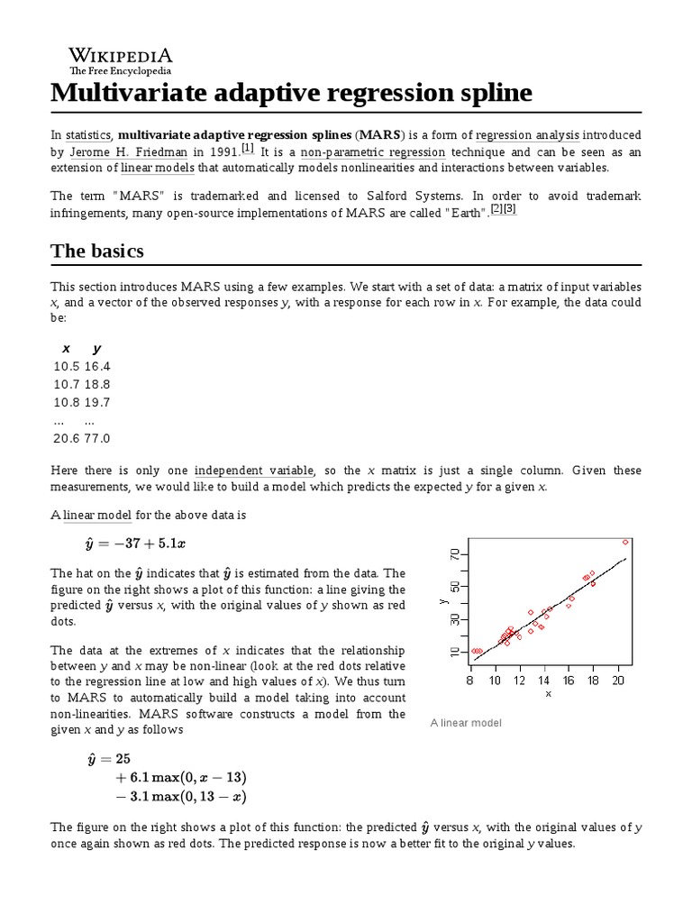 Multivariate Adaptive Regression Spline Pdf Statistics Mathematics