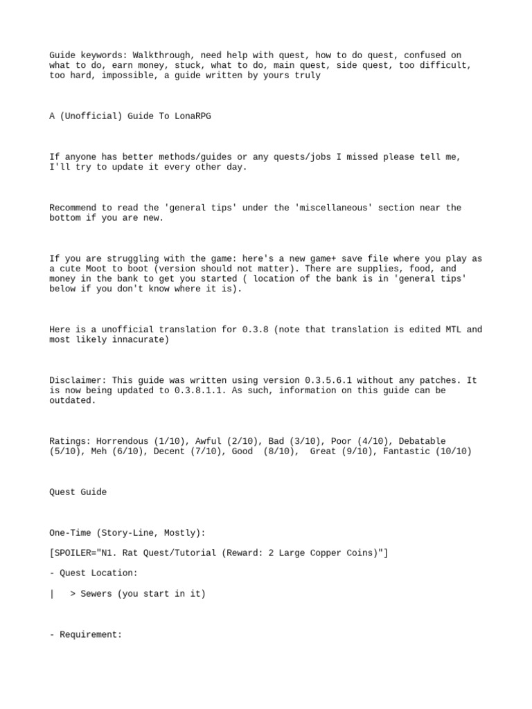 Lonarpg Guide Backup Pdf Artillery