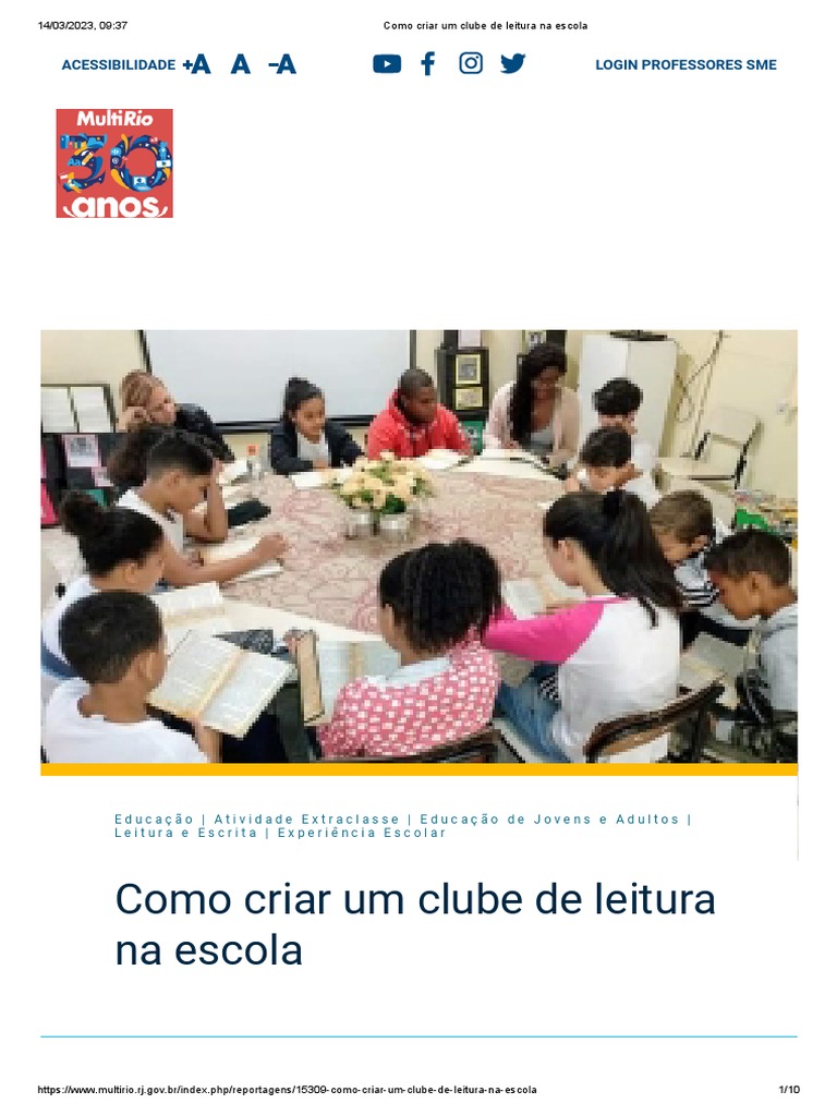 Como Criar Um Clube de Leitura Na Escola | PDF | Escolas