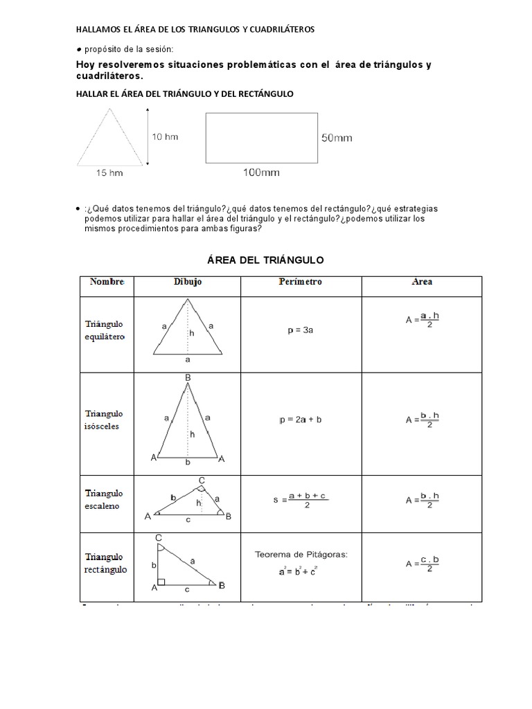 Hallamos El Área de Los Triangulos y Cuadriláteros | PDF