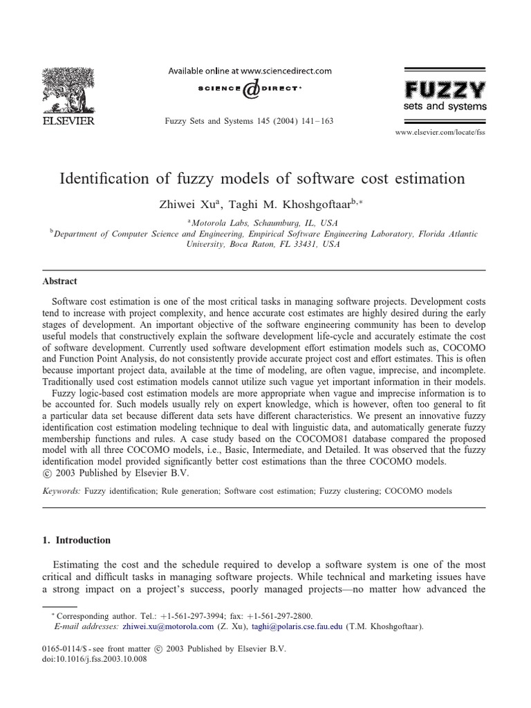 Identifcation Offuzzy Models Ofsoftware Cost Estimation Pdf Fuzzy