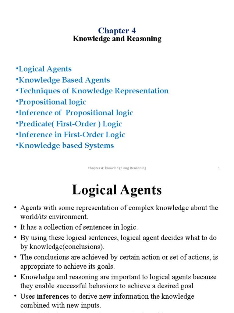 Chapter 4 Knowledge and Reasoning | PDF | Logic | First Order Logic