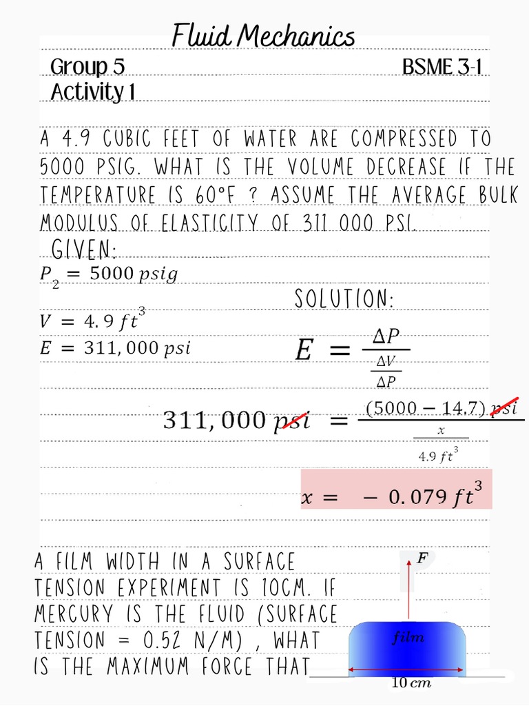 Fluid Mechanics Pressure Calculations | PDF | Science & Mathematics