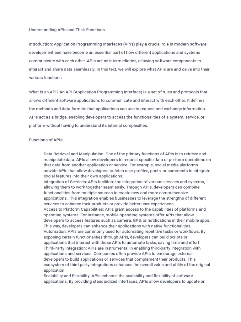 Understanding APIs and Their Functions | PDF | Application Software | Information Science
