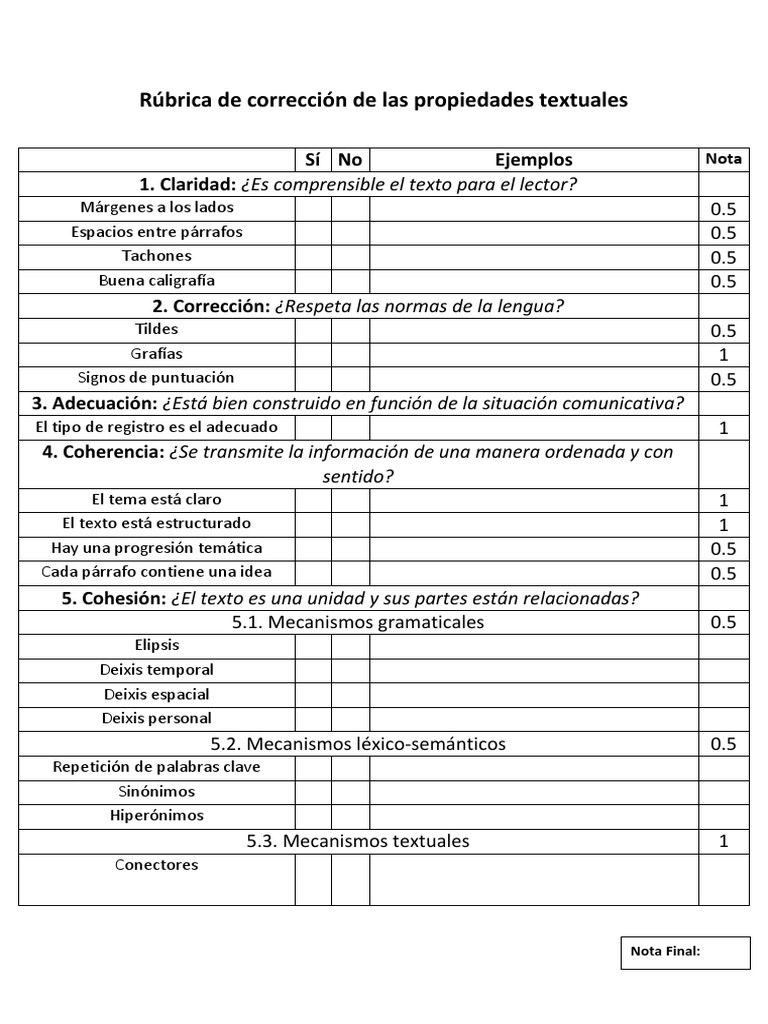 Lista Cotejo Corrección Propiedades Textuales | PDF