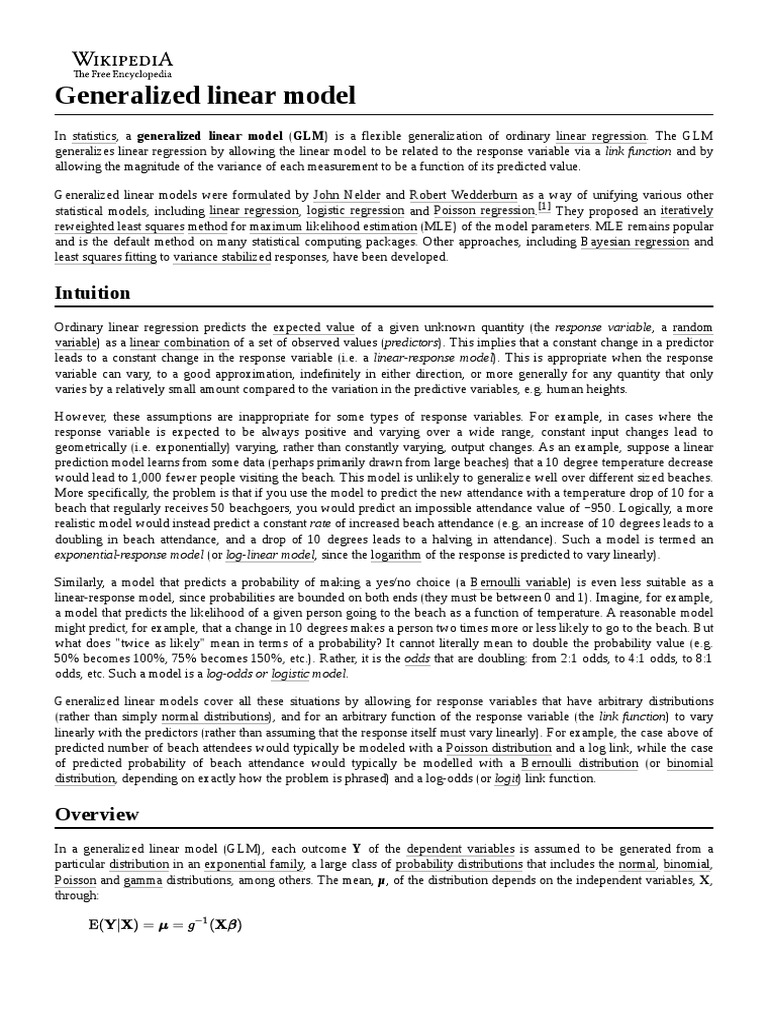 Generalized Linear Model | PDF | Logistic Regression | Regression Analysis
