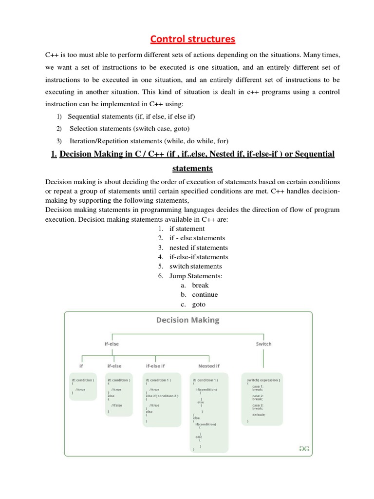 Control Structures-Unit 2 | PDF | Control Flow | C++ Control Structures-Unit 2 | PDF | Control Flow | C++