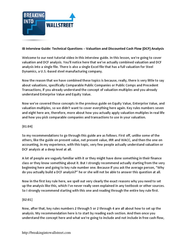 IBIG 04 05 Valuation DCF Analysis Transcript | PDF | Discounted Cash ...