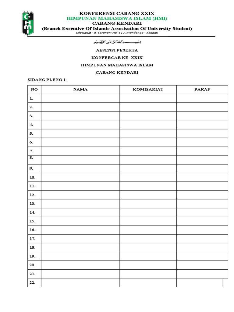 Absensi Peserta | PDF