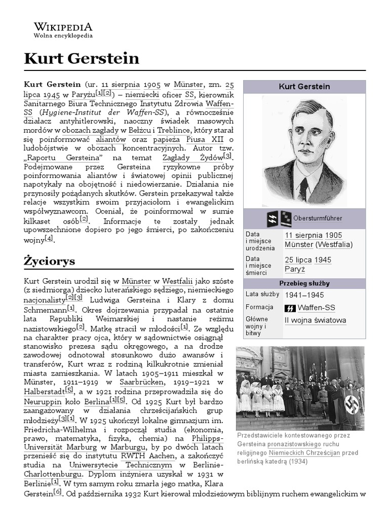 Kurt Gerstein - Wikipedia, Wolna Encyklopedia | PDF