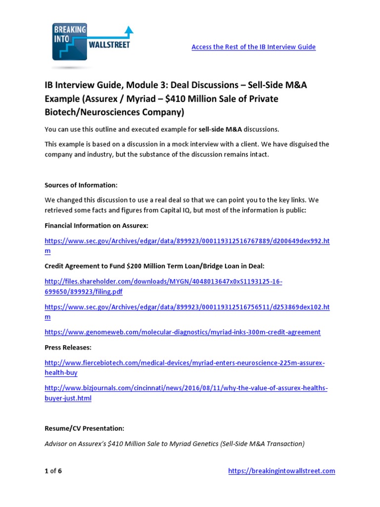 IBIG 03 03 Sell Side MA Discussion | PDF | Mergers And Acquisitions ...