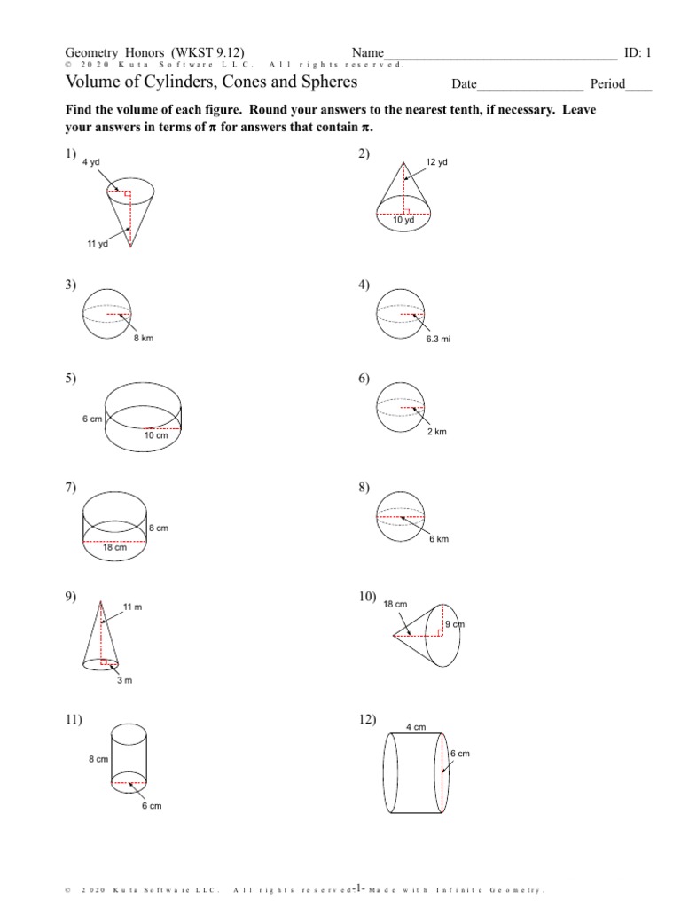 Volume of Cylinders Cones and Spheres | PDF | Volume | Manifold