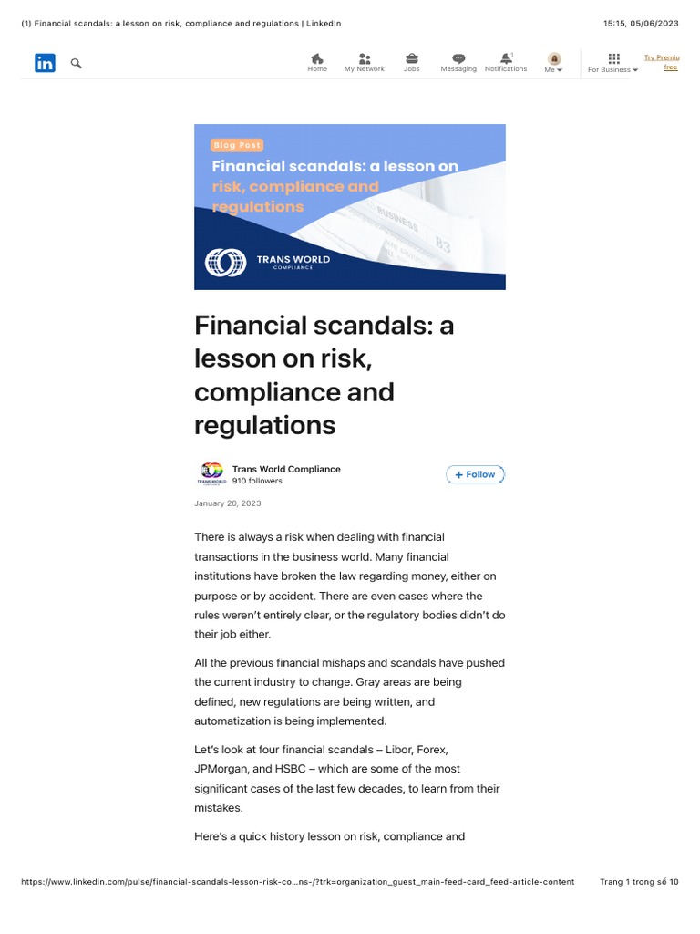 Financial Scandals: A Lesson On Risk, Compliance and Regulations ...