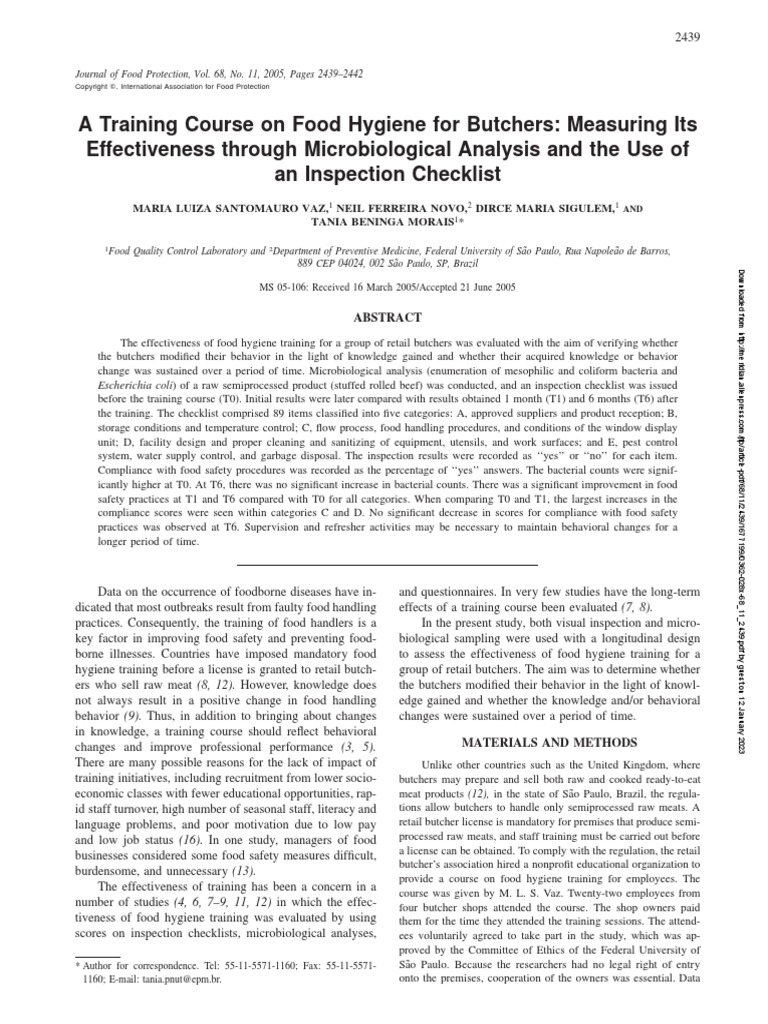 A Training Course On Food Hygiene For Butchers Mea | PDF | Food Safety ...