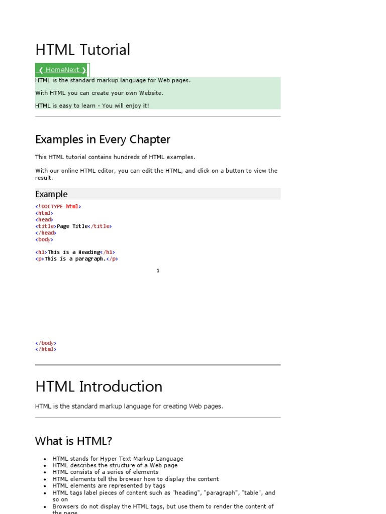 HTML Tutorial | PDF | Html Element | Html