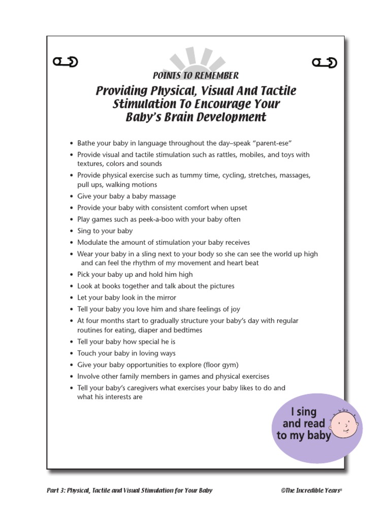 Baby Program Handouts Physical Visual Tactile Stimulation | PDF ...