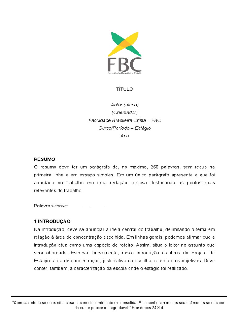 Modelo Paper de Estagio | PDF | Abstract (resumo)