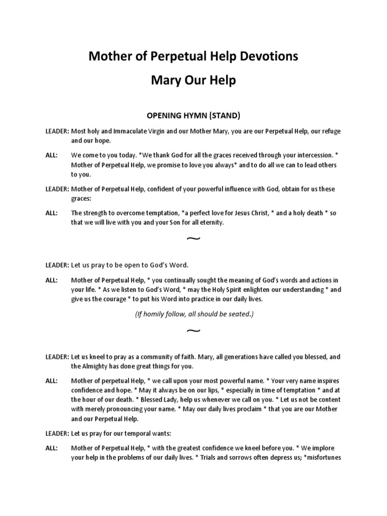Devotion to Our Mother of Perpetual Help | PDF | Mary, Mother Of Jesus ...