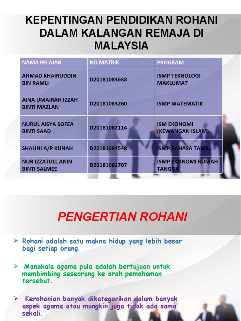 Kepentingan Pendidikan Rohani Dalam Kalangan Remaja Di Malaysia | PDF | Karier & Perkembangan ...
