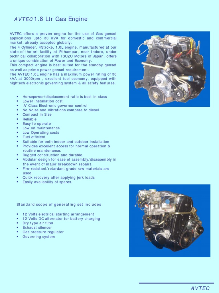 AVTEC - 1.8 LTR - Carburettor - PTL - Gas Engine Brochure | PDF ...