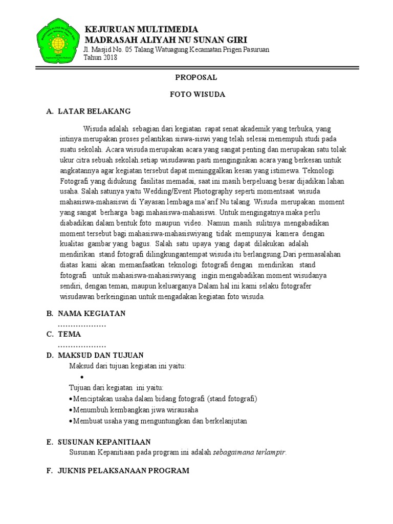 Proposal Foto Wisuda | PDF