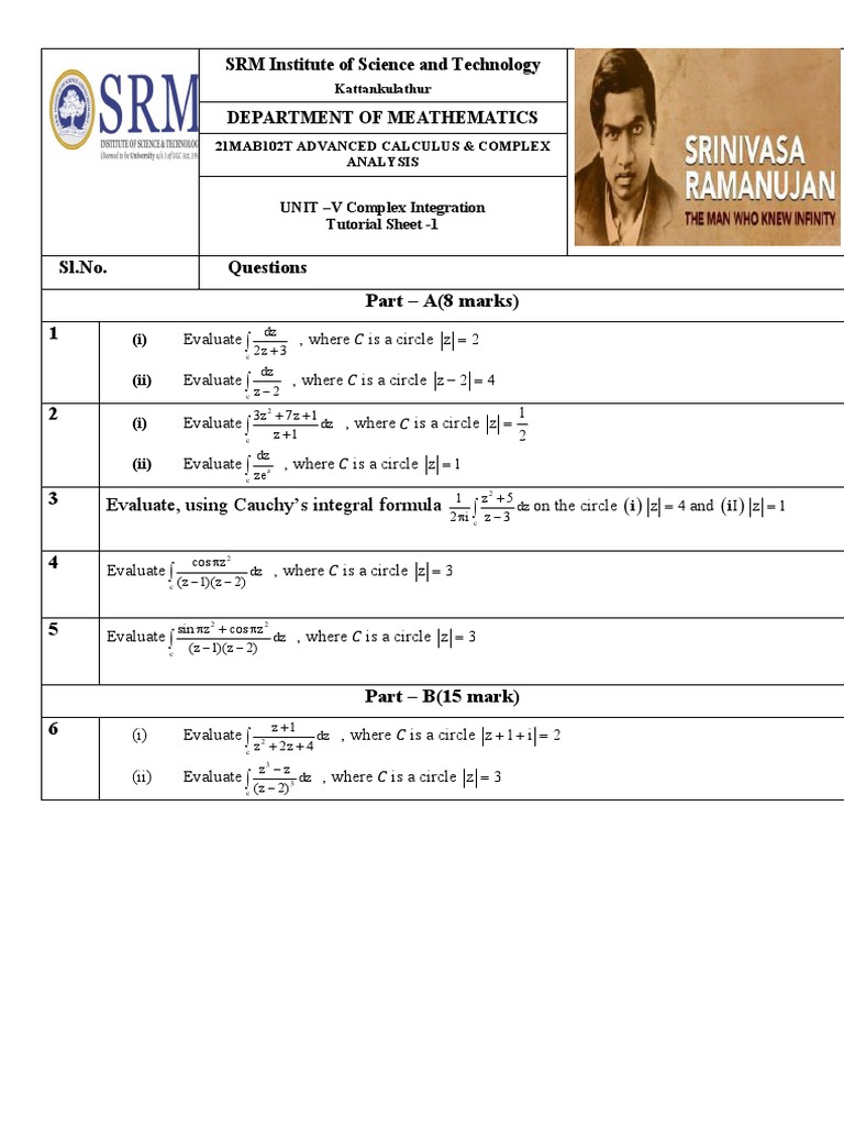 21MAB102T-TUTORIAL 1 - Unit 5 | PDF | Mathematical Analysis | Mathematics