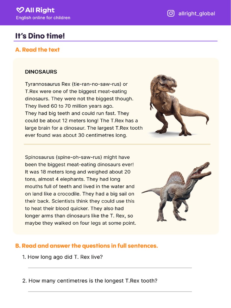 Dinosaurs worksheet | PDF