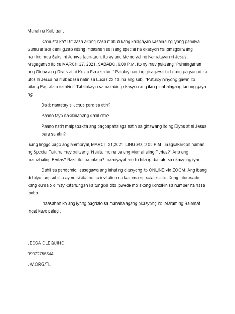 Letter of Good News | PDF