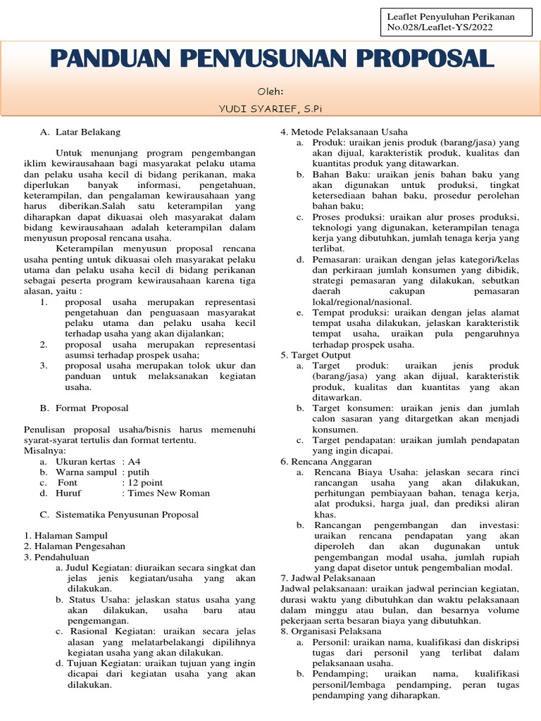 Panduan Penyusunan Proposal | PDF