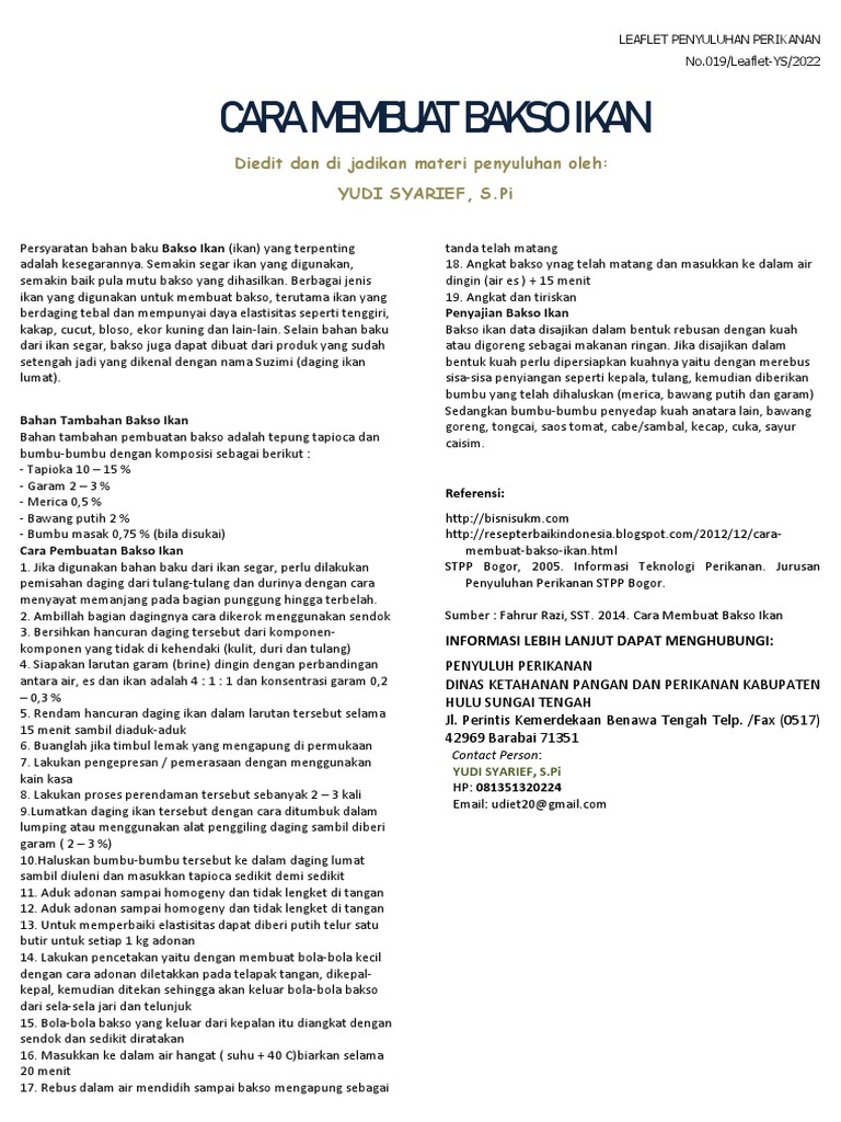 Cara Membuat Bakso Ikan | PDF