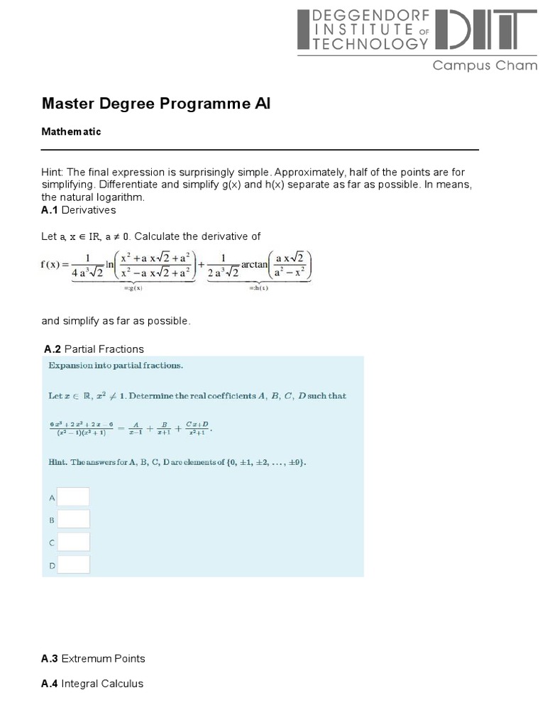 Master Degree Programme AI: Mathematic | PDF