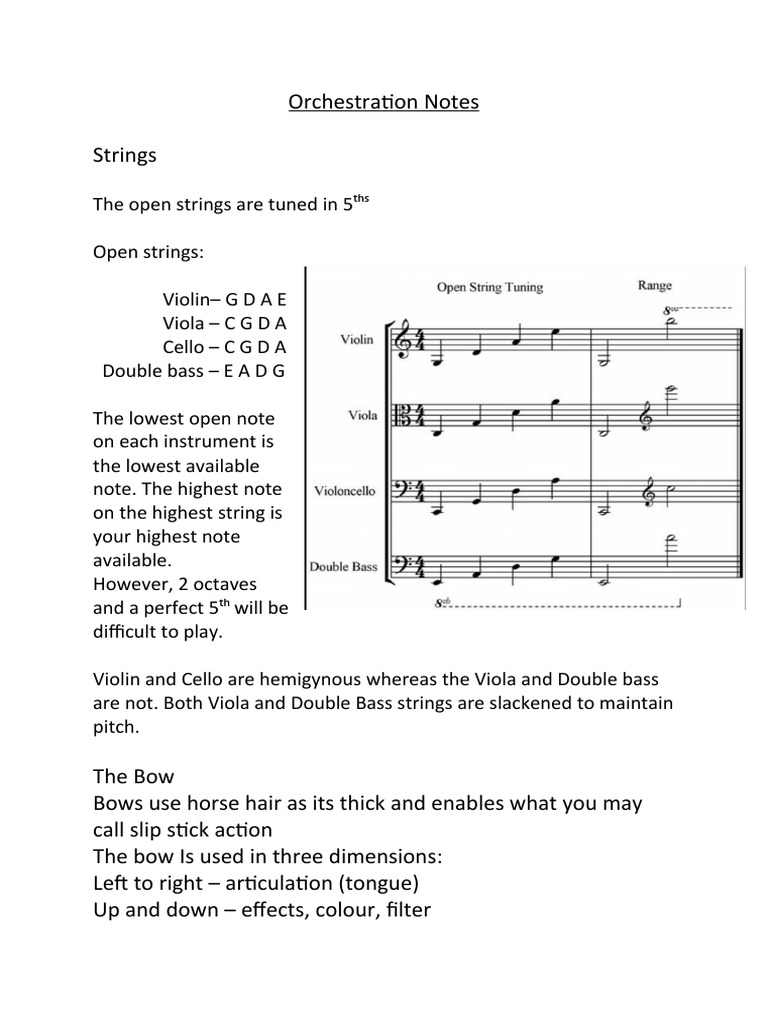Highest Notes in String Instruments | PDF