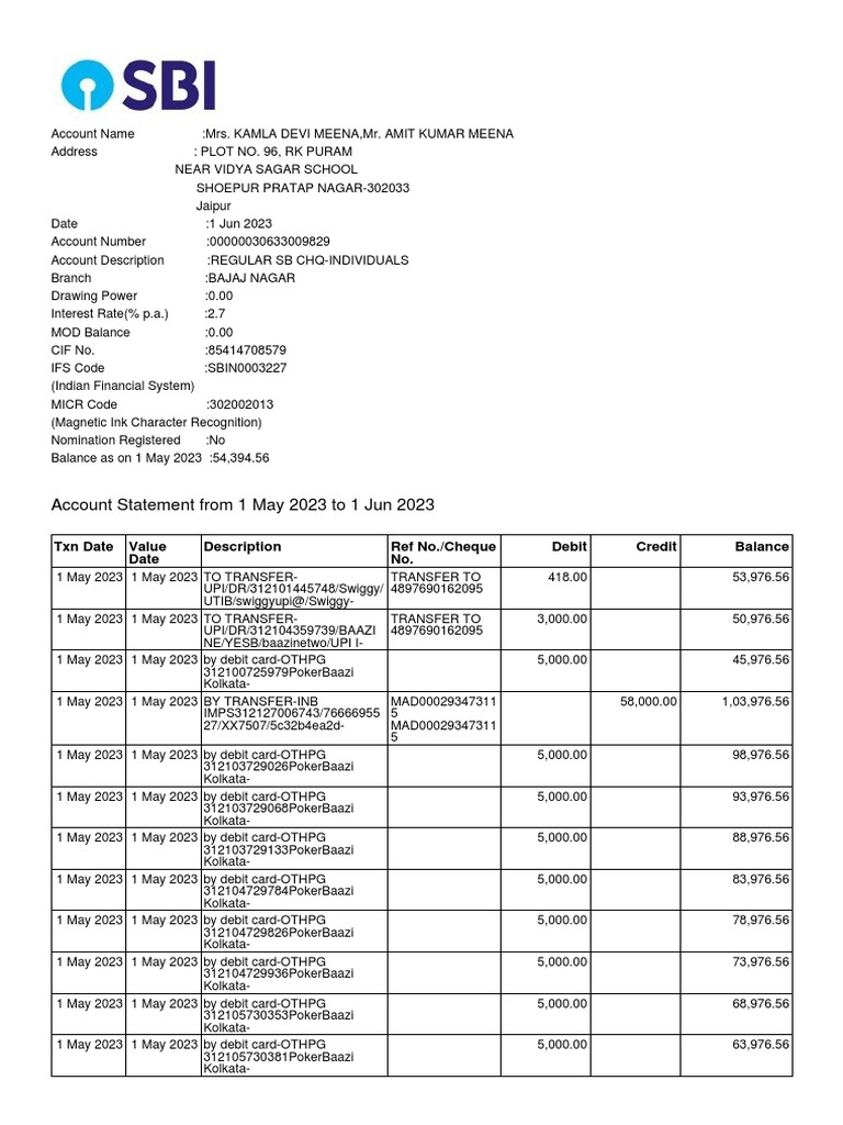 Statement Amit | PDF | Debits And Credits | Payments