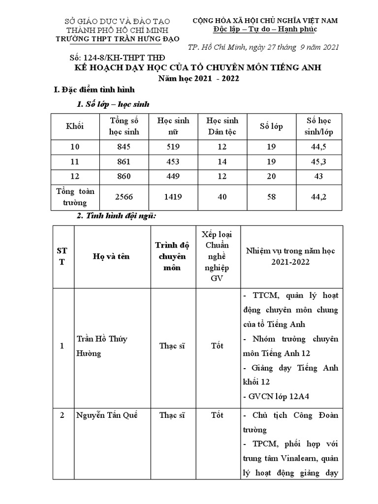 8 KHGD To Tieng Anh - 6102021101118 | PDF