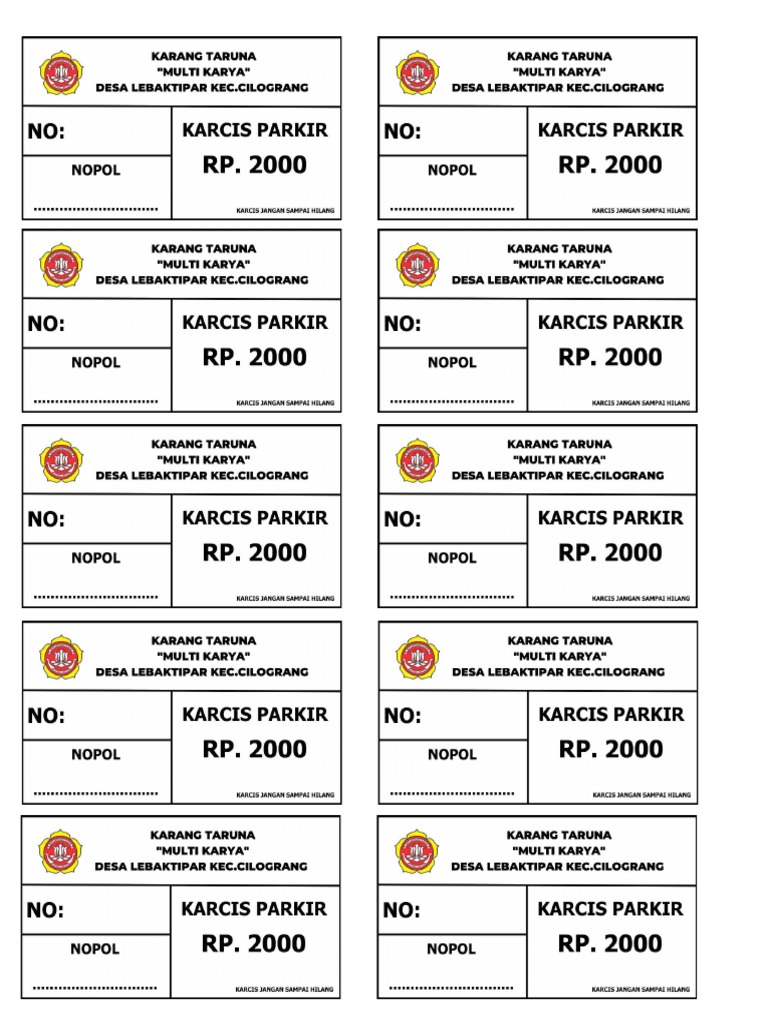 Karcis Parkir | PDF