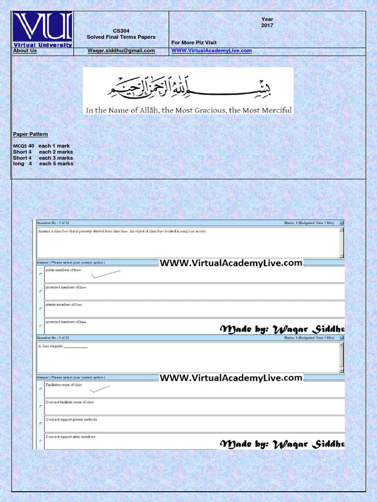 CS304 Final Exam Papers 2017 | PDF