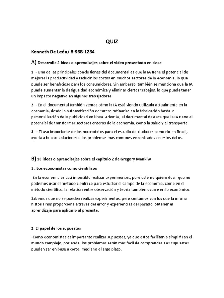 Quiz de Principios Eco | PDF | Microeconomía | Macroeconómica