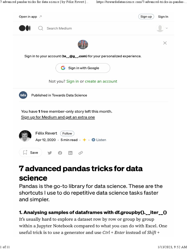 7 Advanced Pandas Tricks For Data Science | PDF | Statistics | Statistical Analysis