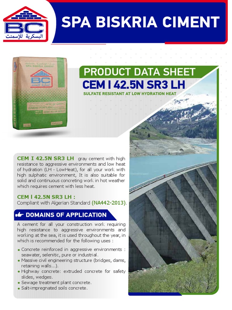 Cemi42.5n SR3LH en | PDF | Concrete | Cement