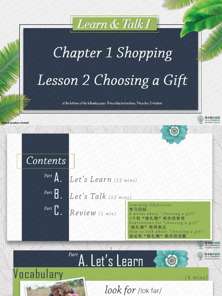 Choosing the Perfect Gift: Lesson 2 | PDF | Linguistics | Behavior ...