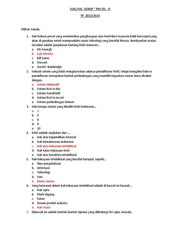 Soal Pas Genap | PDF