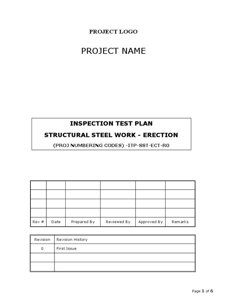 Structural Steel Erection ITP | PDF | Welding | Construction