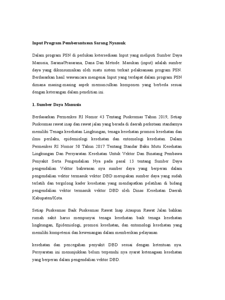 Input Program Pemberantasan Sarang Nyamuk | PDF