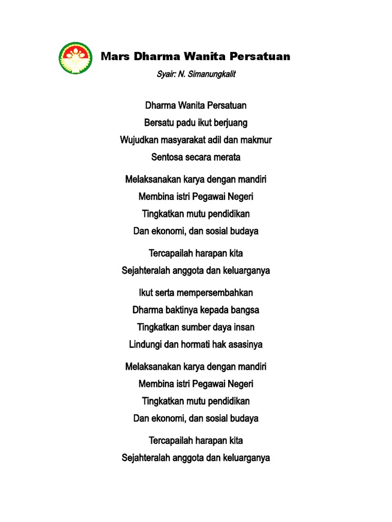 Mars Dharma Wanita Persatuan | PDF