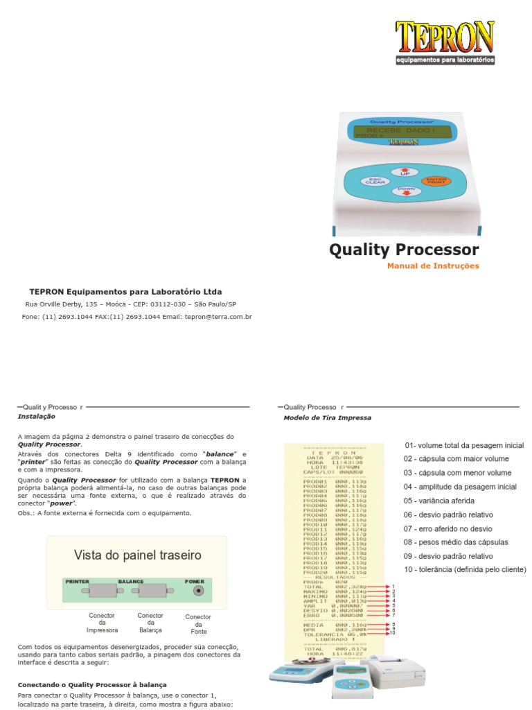 Manual Quality Processor TEPRON | PDF | Impressão | Informática