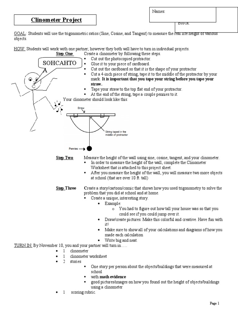 Clinometer Trigonometry Project Guide | PDF | Trigonometric Functions ...