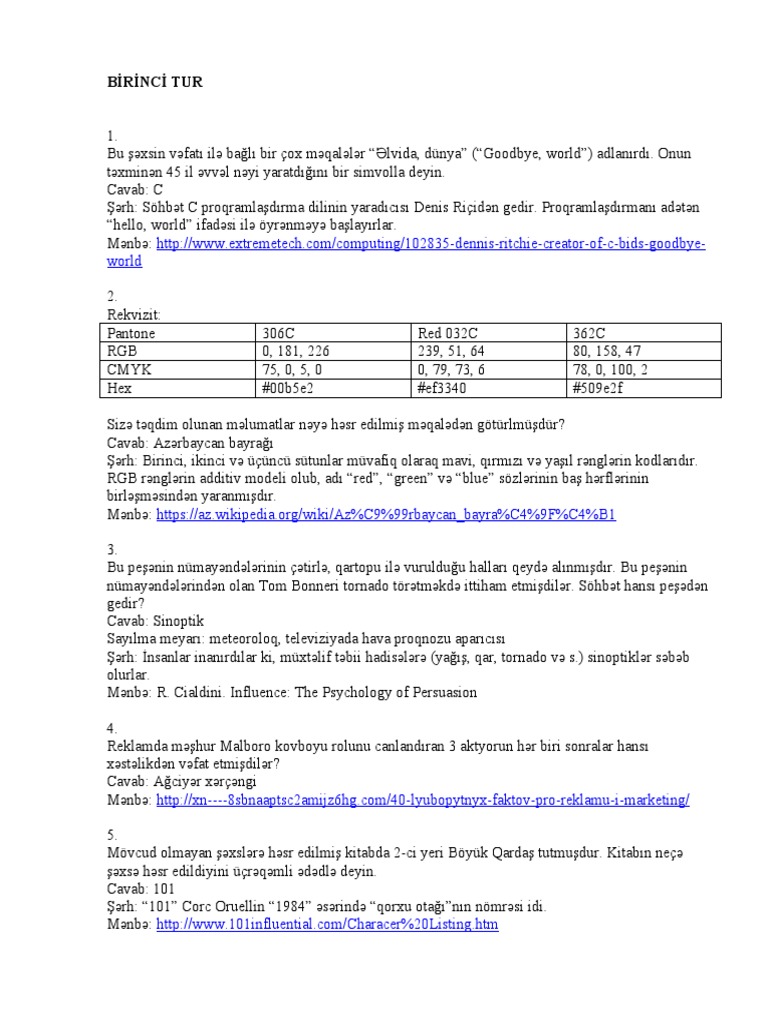 Turnir Suallar | PDF